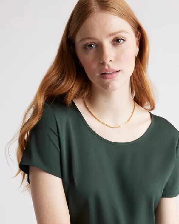 Quince Washable Silk Stretch T-shirt - Forest Green