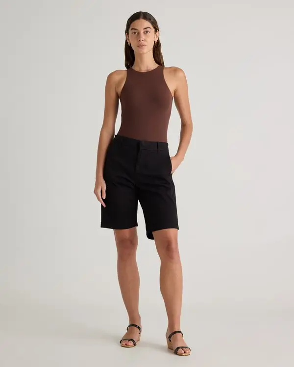 Quince Organic Stretch Cotton Chino Bermuda Shorts - Black