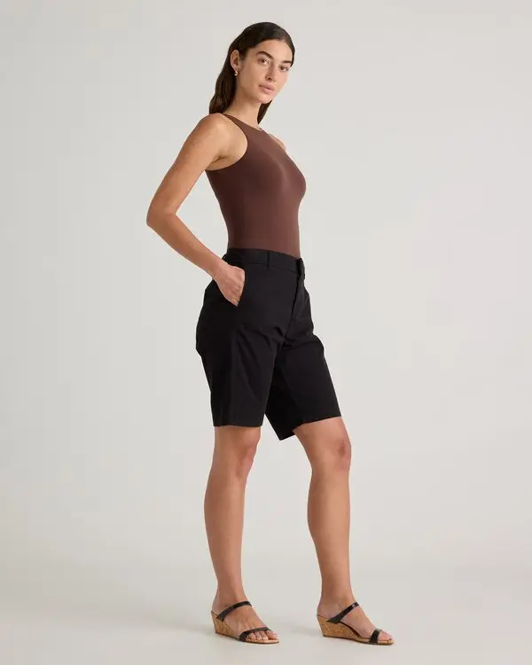 Quince Organic Stretch Cotton Chino Bermuda Shorts - Black