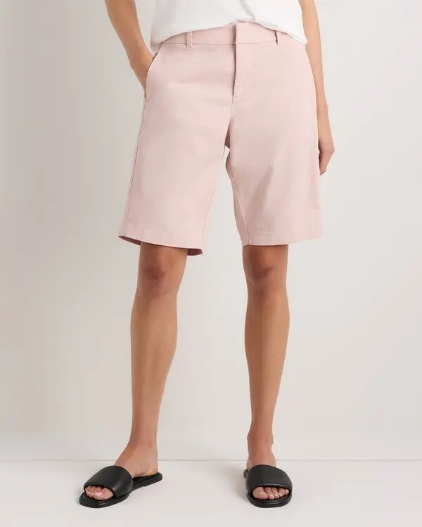 Quince Organic Stretch Cotton Chino Bermuda Shorts - Shell Pink