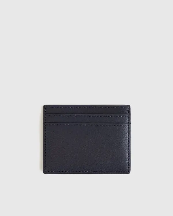 Quince Italian Leather Slim Card Case - Navy