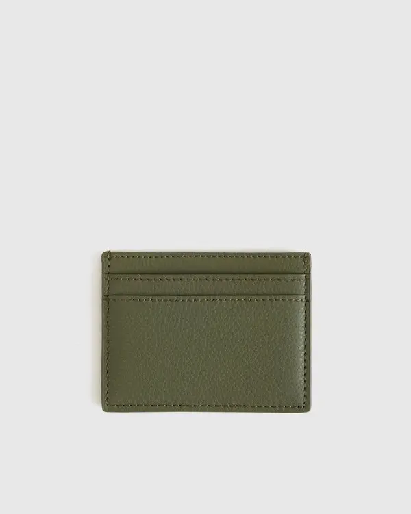 Quince Italian Leather Slim Card Case - Olive