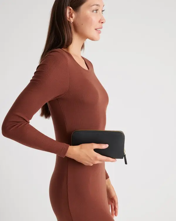 Quince Italian Pebbled Leather Continental Wallet - Black
