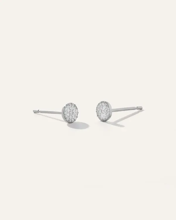 Quince 14k Gold Pave Diamond Round Stud Earrings - White Gold