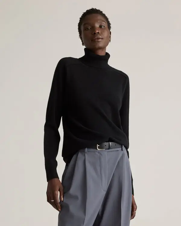 Quince Cashmere Turtleneck Sweater - Black