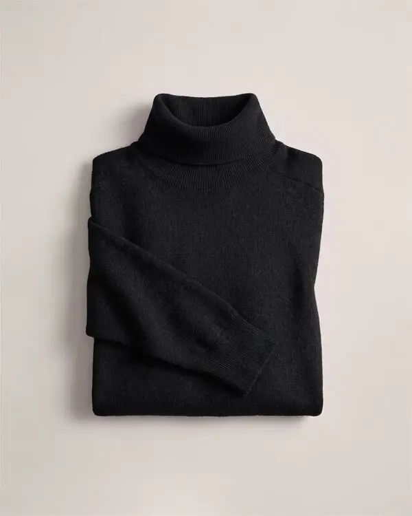 Quince Relaxed Fit Cashmere Turtleneck Sweater - Black