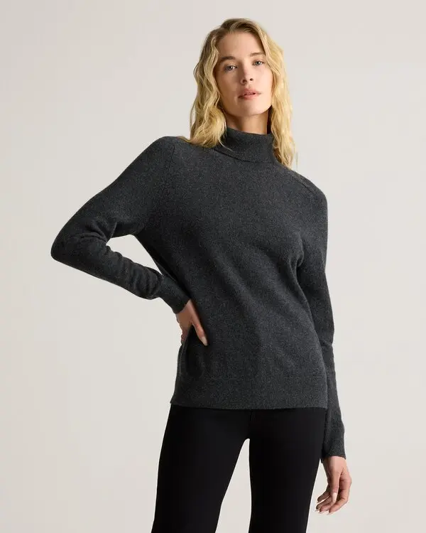 Quince Cashmere Turtleneck Sweater - Charcoal
