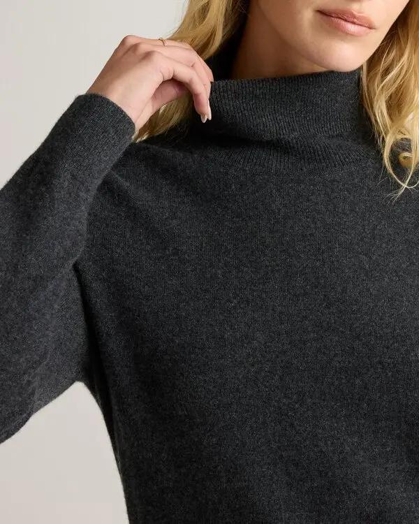 Quince Cashmere Turtleneck Sweater - Charcoal