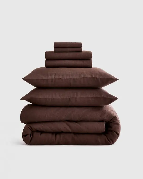 Quince Linen Duvet Deluxe Bundle - Espresso