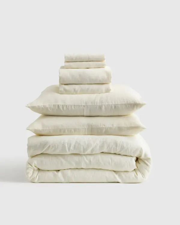 Quince Linen Duvet Deluxe Bundle - Ivory