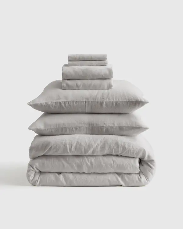 Quince Linen Duvet Deluxe Bundle - Light Grey
