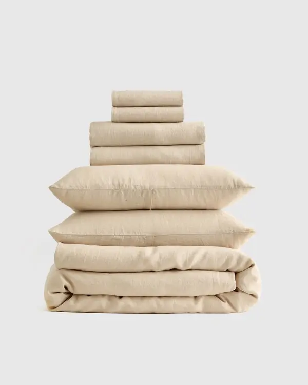 Quince Linen Duvet Deluxe Bundle - Oat