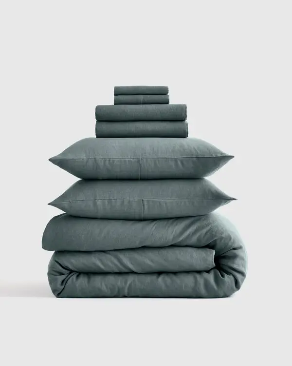 Quince Linen Duvet Deluxe Bundle - Ocean