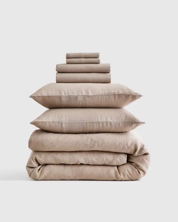 Quince Linen Duvet Deluxe Bundle - Toffee