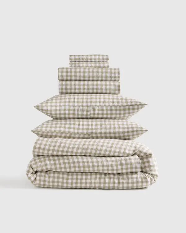 Quince Linen Duvet Deluxe Bundle - Willowleaf Gingham