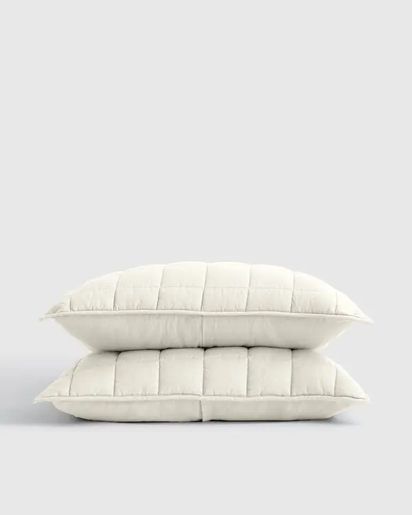 Quince European Linen Quilted Sham Set - Ivory