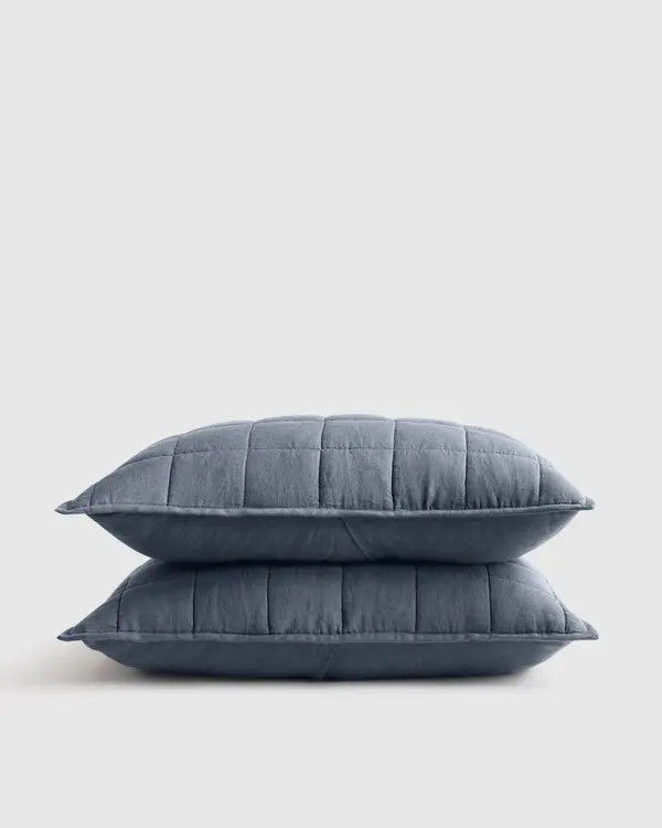 Quince European Linen Quilted Sham Set - Nightfall