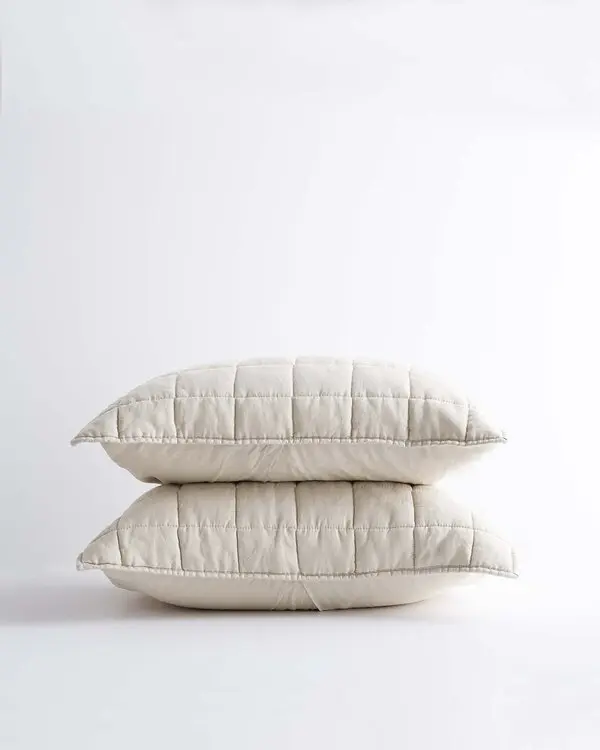 Quince European Linen Quilted Sham Set - Sand