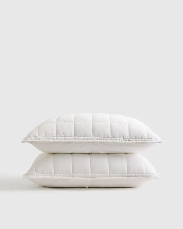 Quince European Linen Quilted Sham Set - White