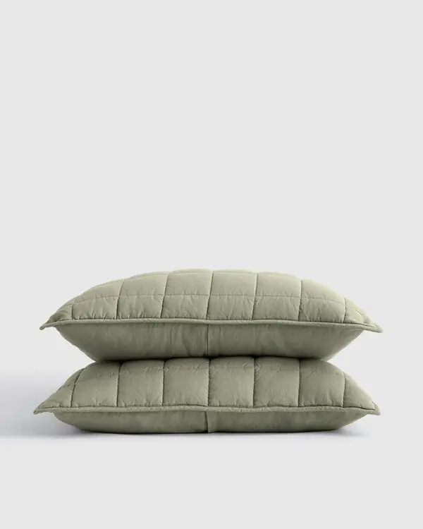 Quince European Linen Quilted Sham Set - Willowleaf