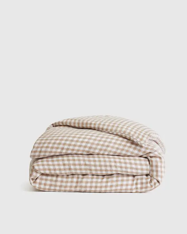 Quince European Linen Duvet Cover - Cafe Gingham