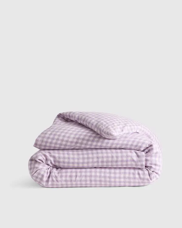 Quince European Linen Duvet Cover - Lavender Gingham