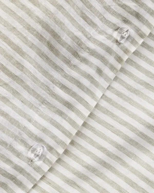 Quince European Linen Duvet Cover - Willowleaf/white Stripe