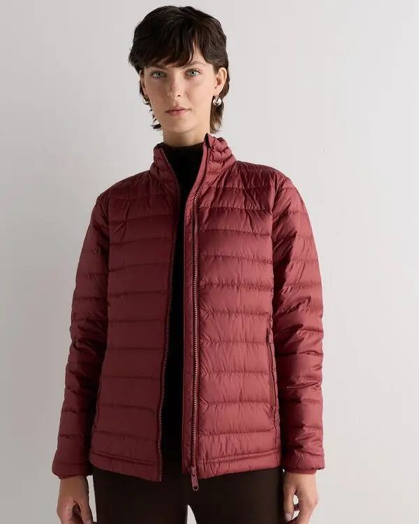 Quince Lightweight Down Packable Puffer Jacket - Deep Brick Red