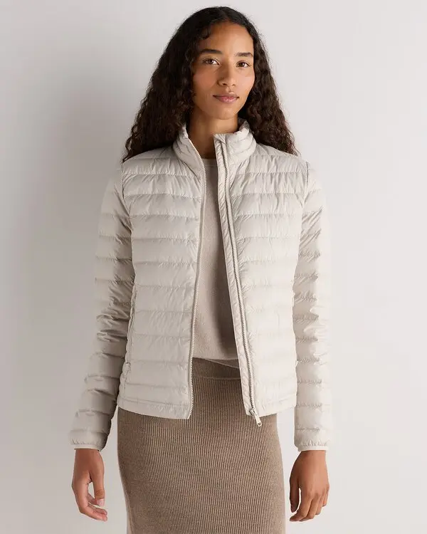 Quince Lightweight Down Packable Puffer Jacket - Travertine Beige