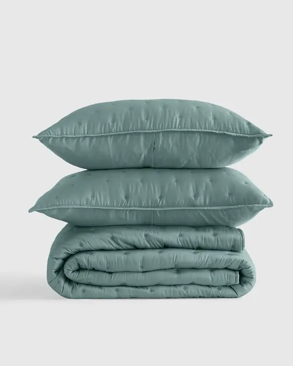 Quince European Linen Quilt - Ocean