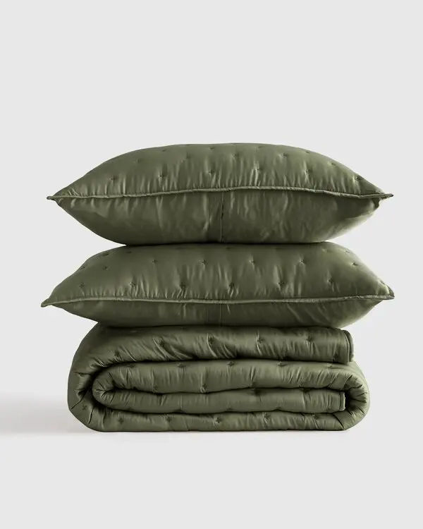 Quince Bamboo Dream Quilt Set - Olive
