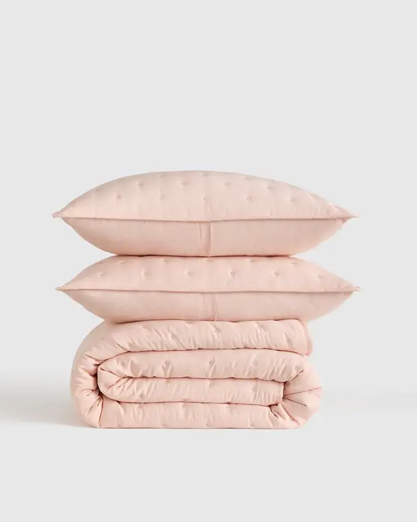 Quince European Linen Quilt - Soft Pink
