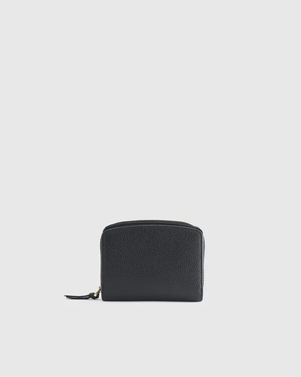 Quince Italian Pebbled Leather Compact Wallet - Black