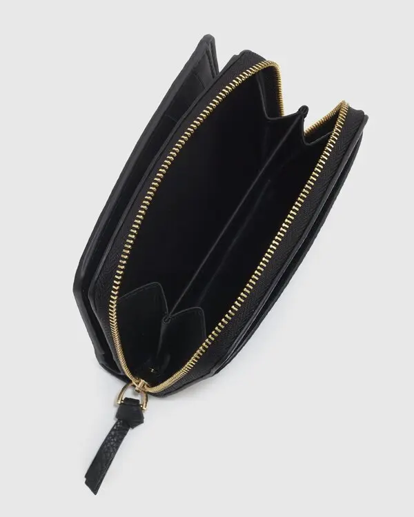 Quince Italian Pebbled Leather Compact Wallet - Black