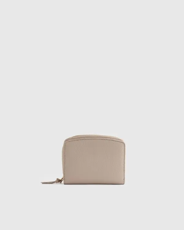Quince Italian Pebbled Leather Compact Wallet - Taupe