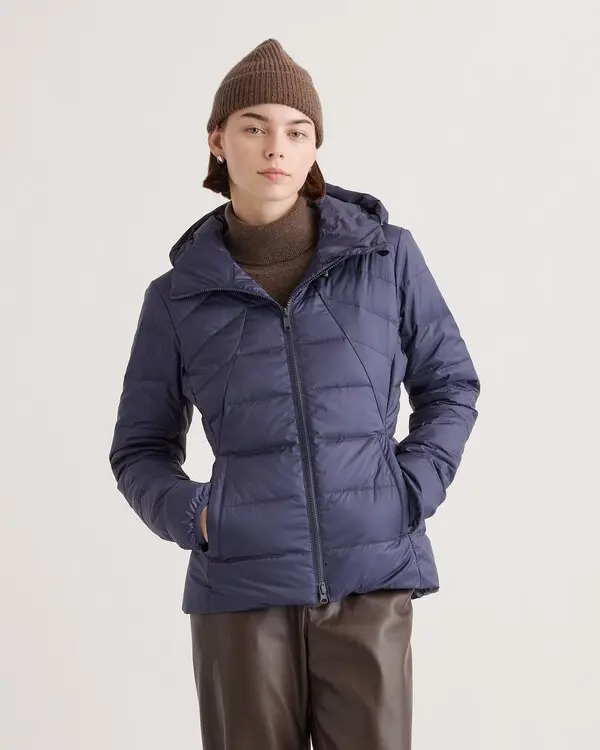 Quince Lightweight Packable Down Puffer Hooded Jacket - Navy