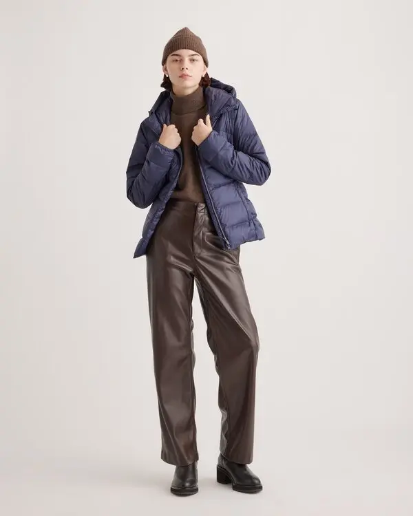 Quince Lightweight Packable Down Puffer Hooded Jacket - Navy