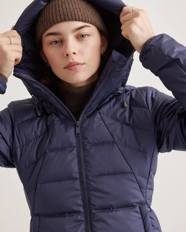 Quince Lightweight Packable Down Puffer Hooded Jacket - Navy