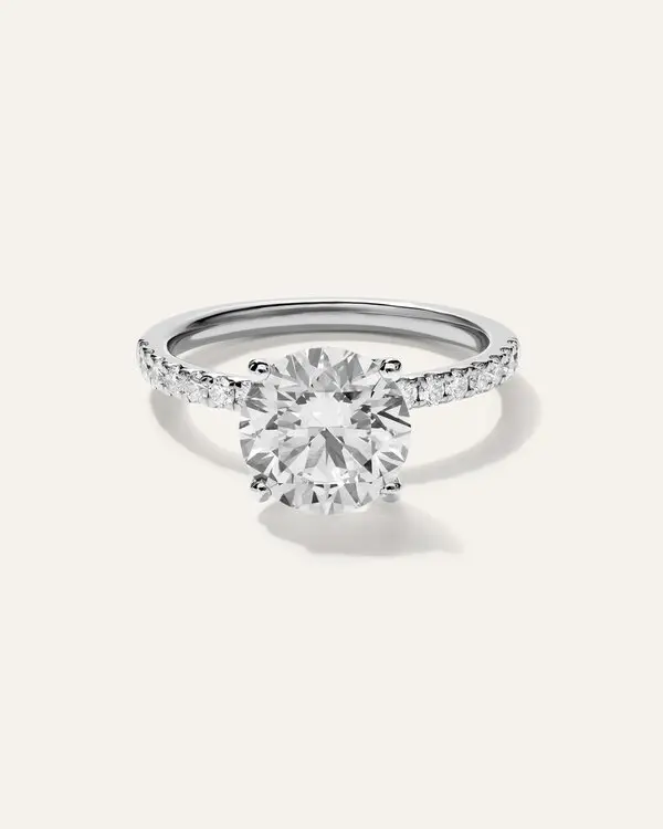 Quince Lab Grown Diamond Round Petite Pave Engagement Ring - Platinum