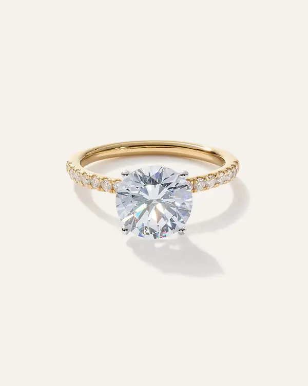 Quince Lab Grown Diamond Round Petite Pave Engagement Ring - Yellow Gold