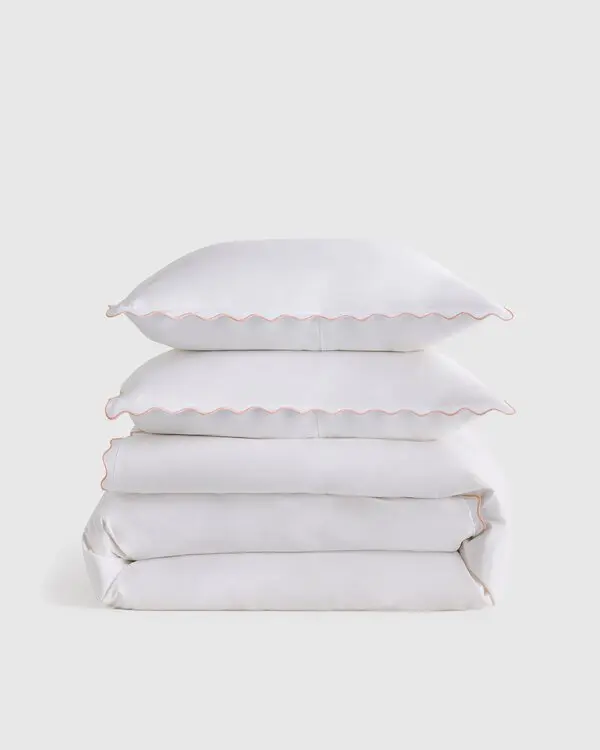 Quince European Linen Box Quilt, Size - White/rose