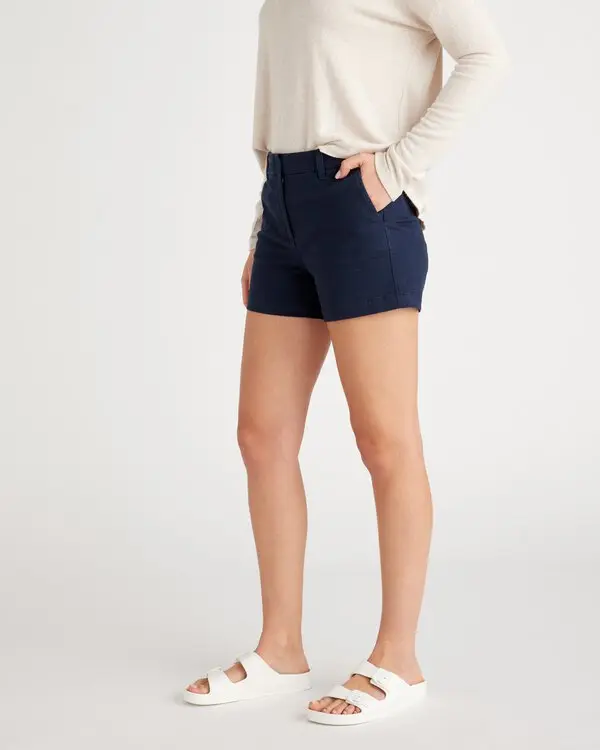 Quince Organic Stretch Cotton Chino Shorts - Navy