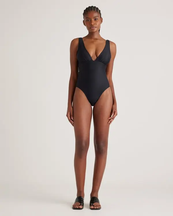 Quince Italian Plunge One-piece Swimsuit - Black