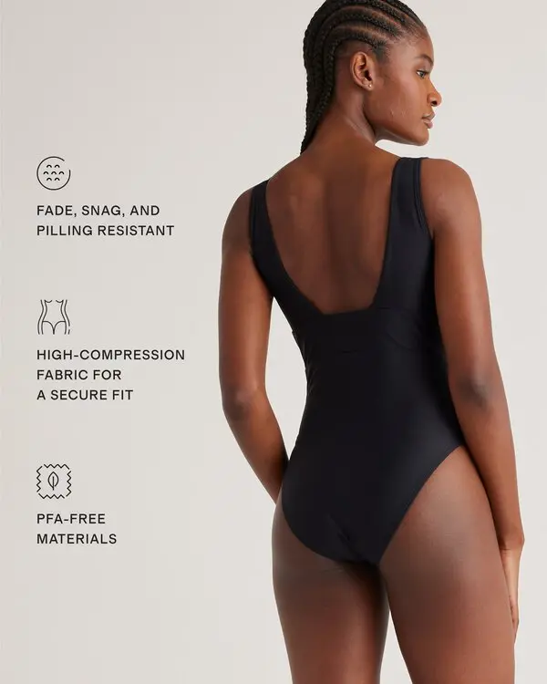 Quince Italian Plunge One-piece Swimsuit - Black