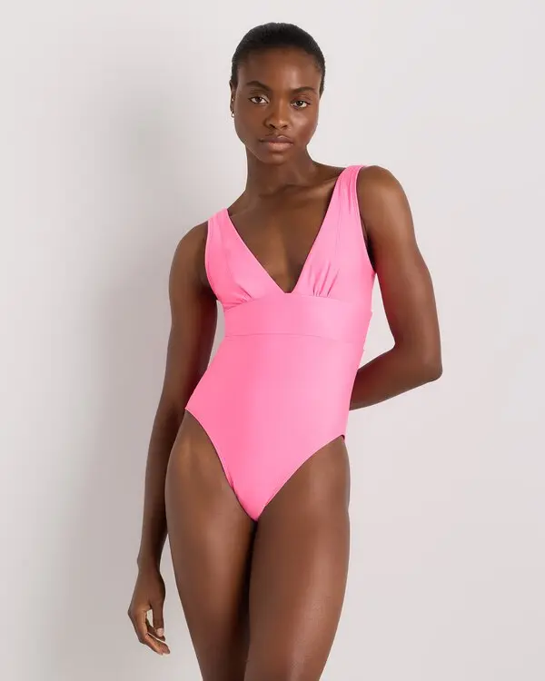 Quince Italian Plunge One-piece Swimsuit - Bubblegum Pink