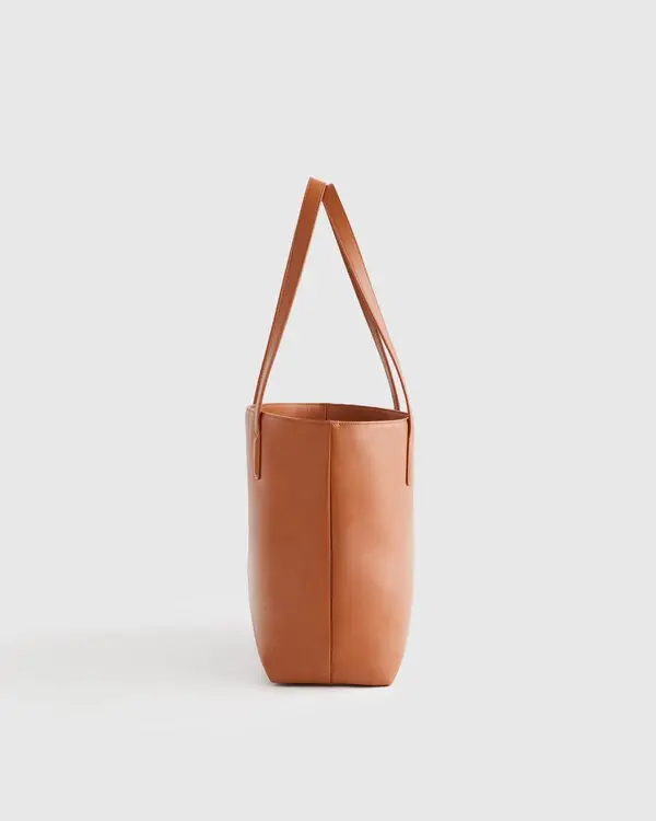 Quince Classic Italian Leather Tote Bag - Cognac