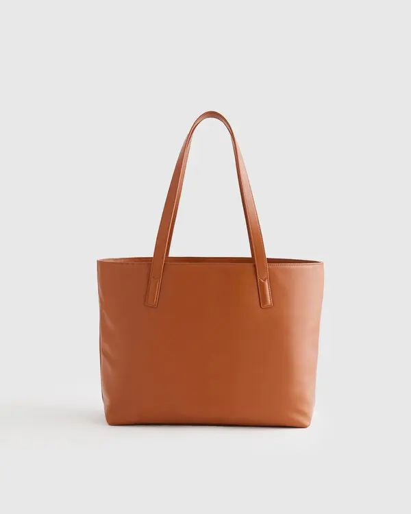 Quince Classic Italian Leather Tote Bag - Cognac