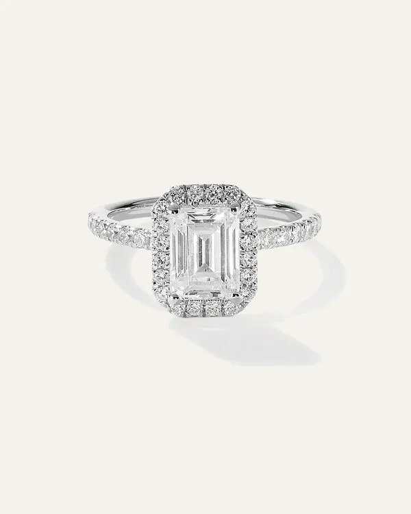 Quince Lab Grown Diamond Emerald Halo Engagement Ring - Platinum