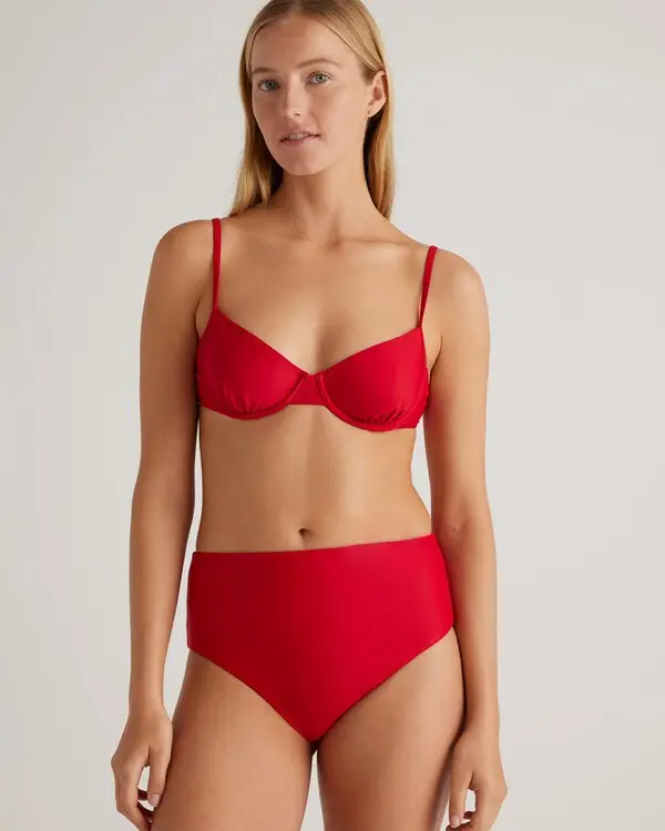 Quince Italian High-rise Bikini Bottom - Cherry