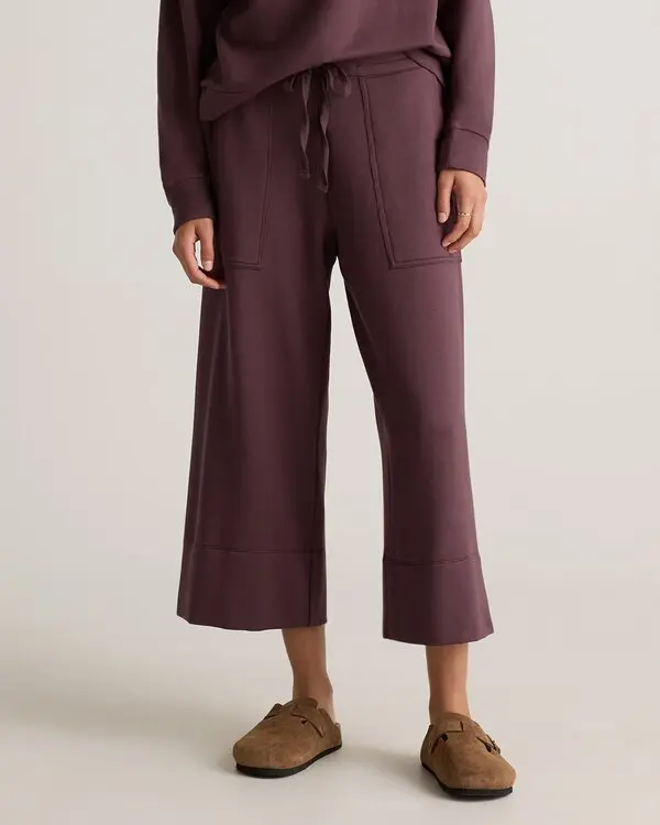 Quince Wide Leg Fleece Capri Sweatpants - Dried Fig